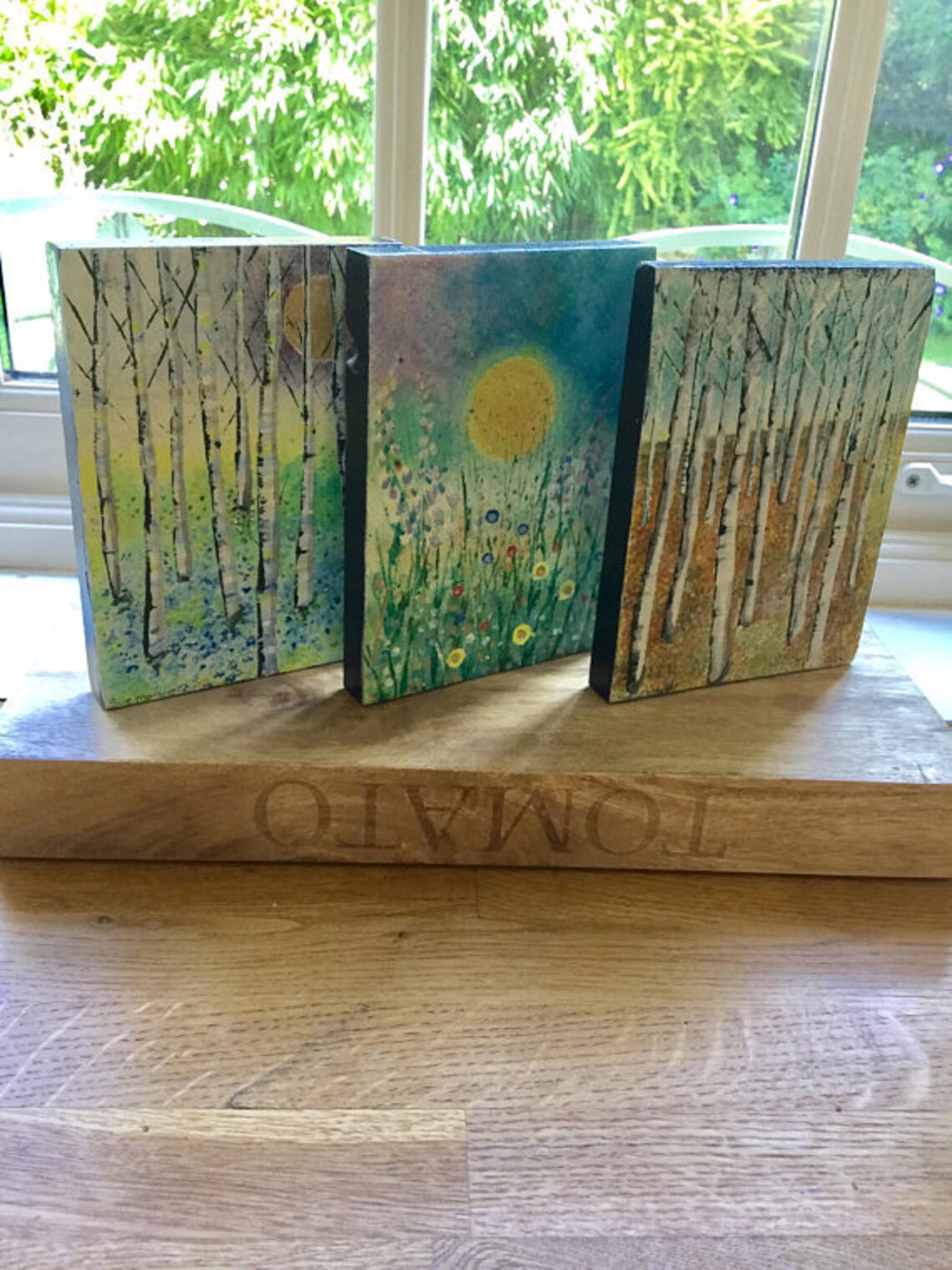 Original Art Paintings, Small Mini Wood Block, Birch Trees. - Etsy
