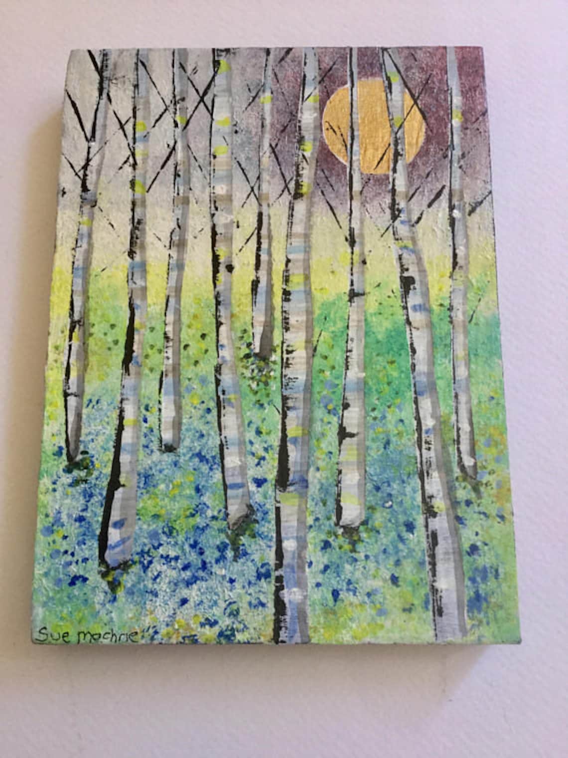 Original Art Paintings, Small Mini Wood Block, Birch Trees. - Etsy