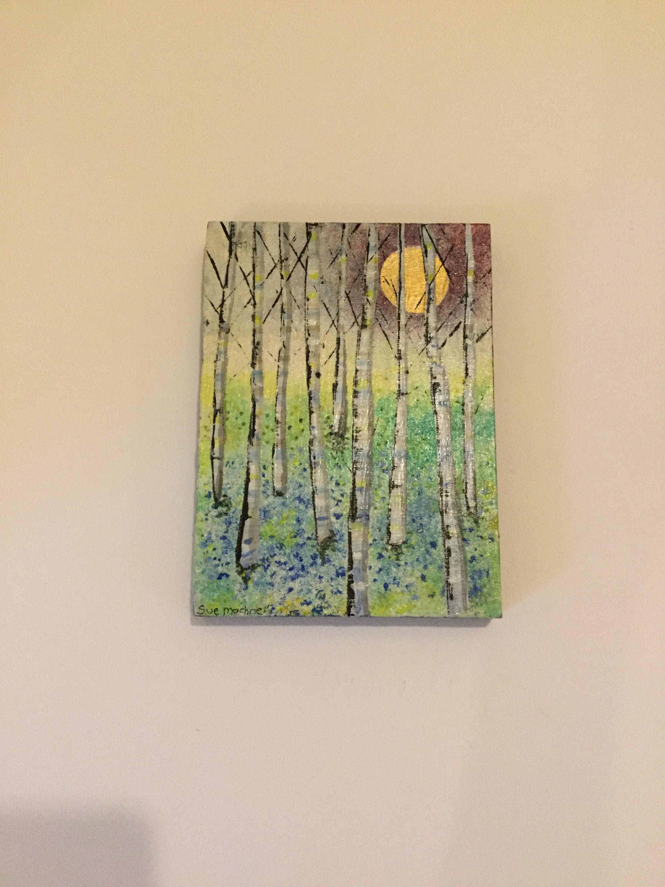 Original Art Paintings, Small Mini Wood Block, Birch Trees. - Etsy