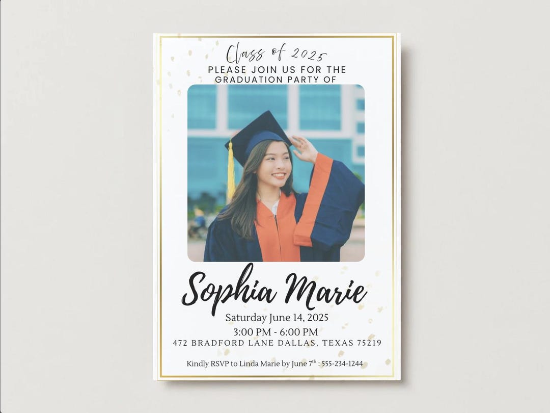 Editable Graduation Digital Invitation - Simplistic Theme - Etsy