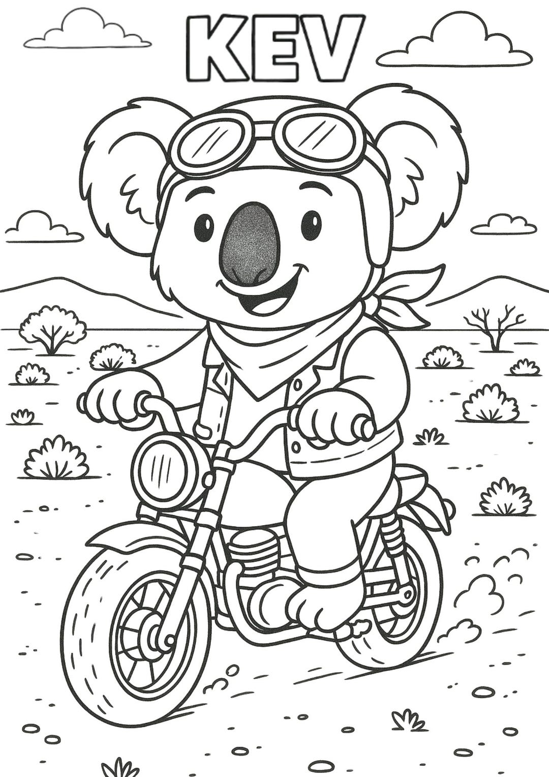Kev the Koala | Aussie Motorcycle Coloring Page | Throttle Pals ...