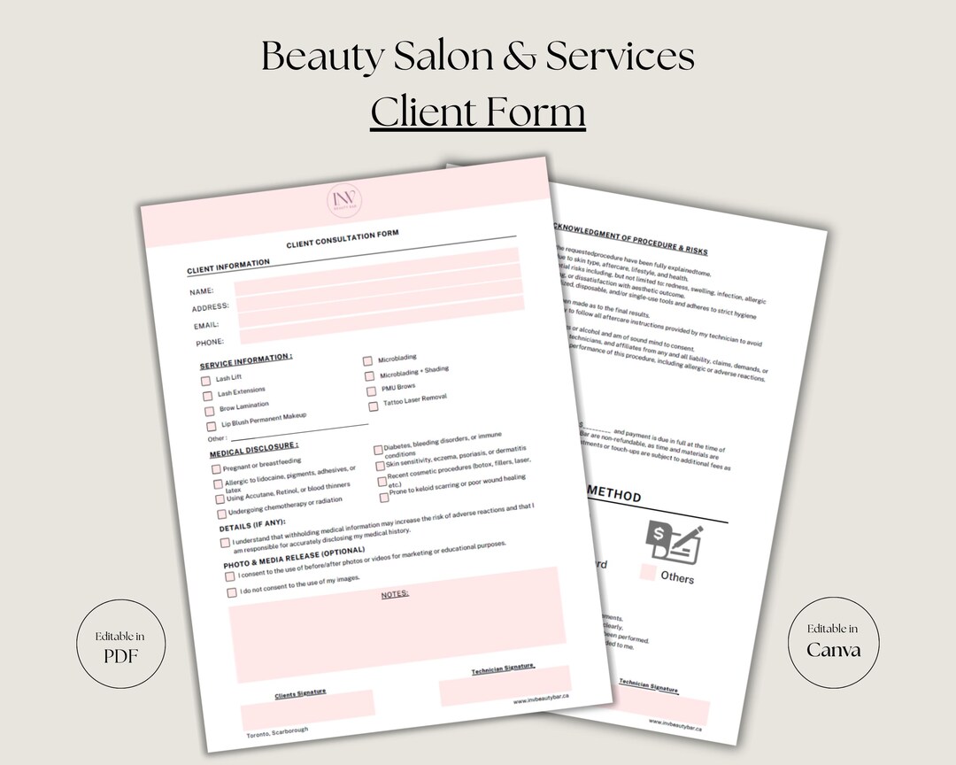 Editable Beauty Consent Form Template for Lash, Brow & PMU Artists ...