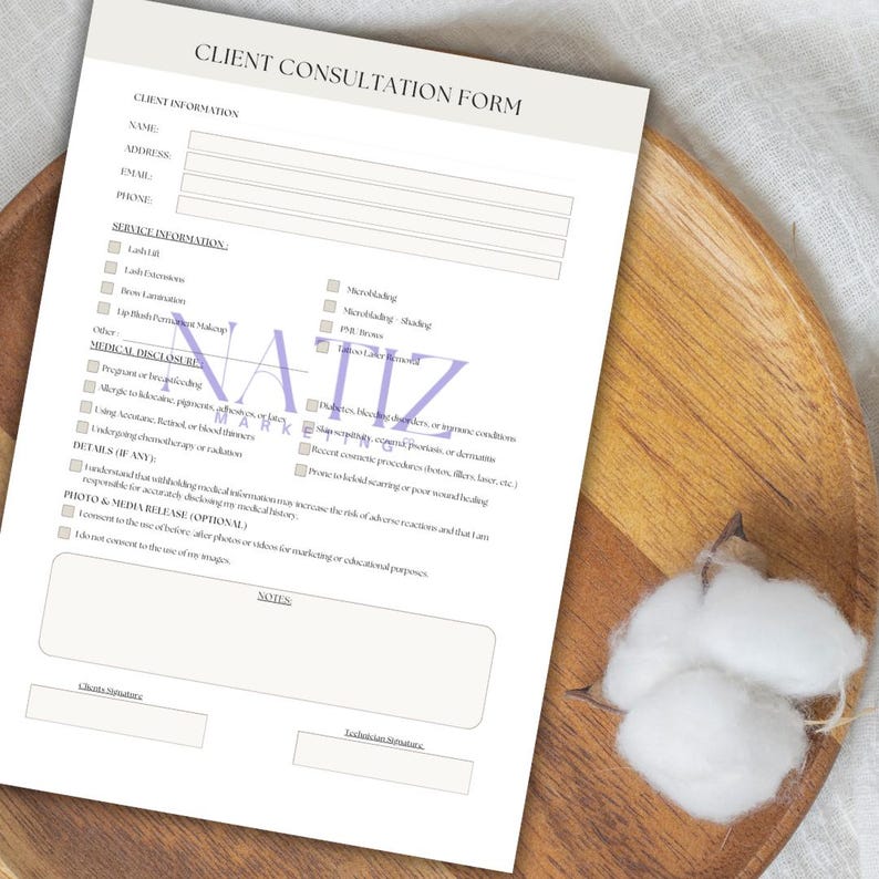 Lash & Brow Client Consent Form | Editable Beauty Salon Intake (instant ...