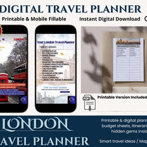 London Travel Planner | Printable & Fillable PDF | Mobile Travel ...