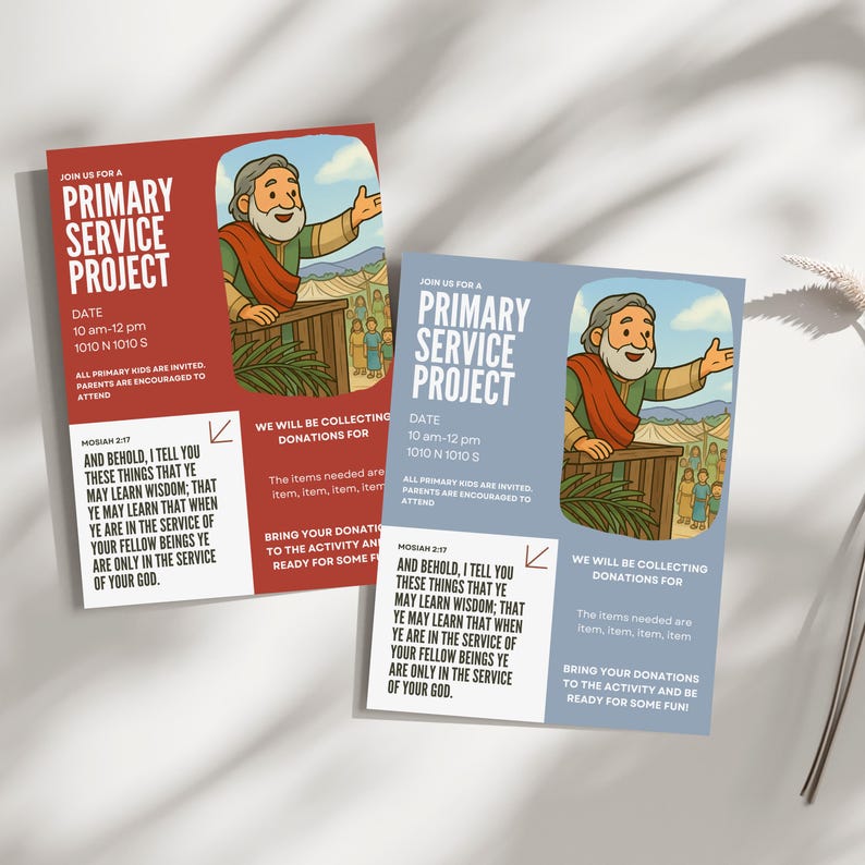 Primary Service Project Poster and Invitation Customizable Template - Etsy