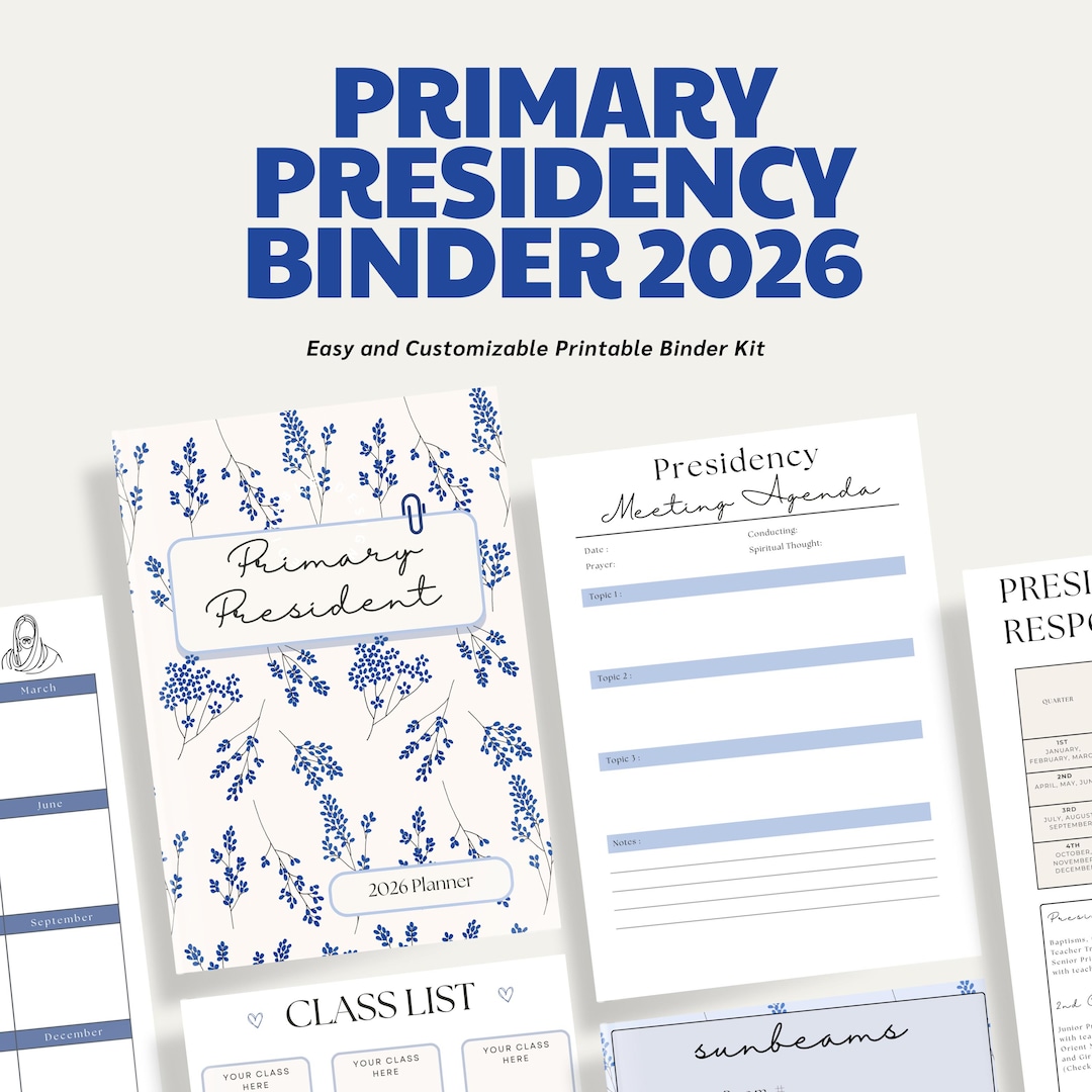 Primary Presidency Printable Binder Kit 2026 - Etsy