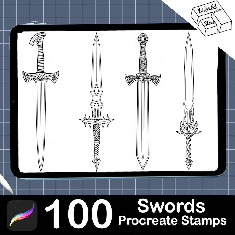 Sword Procreate Brushes: Fantasy Tattoo Stamps (digital Download) - Etsy