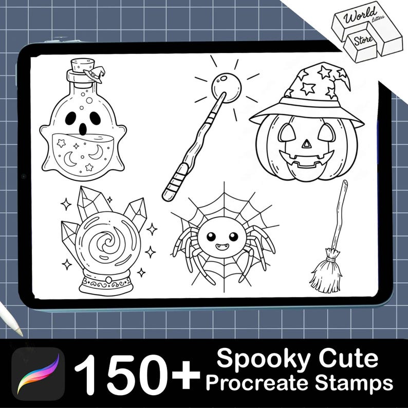 150+ Spooky Procreate Stamps, Witchy Tattoo Designs (digital Download ...