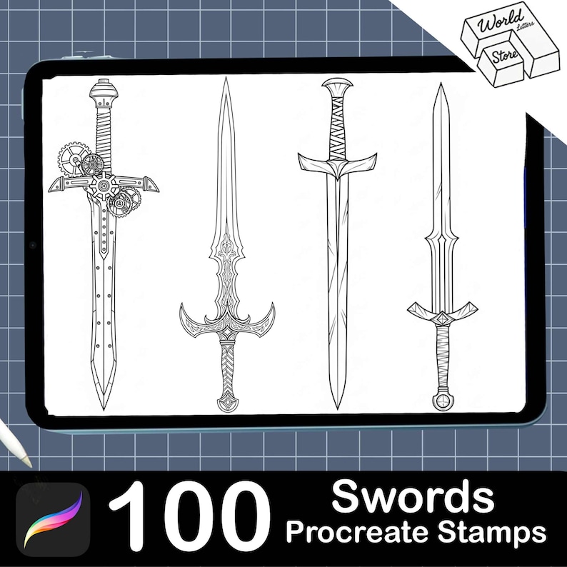 Sword Procreate Brushes: Fantasy Tattoo Stamps (digital Download) - Etsy