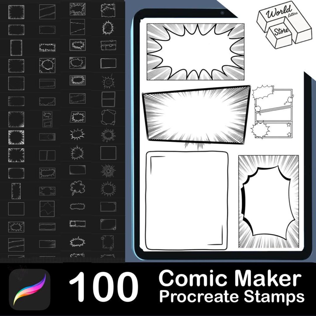 Procreate Comic Maker Brushes: Storyboard & Speech Bubble Stamps ...