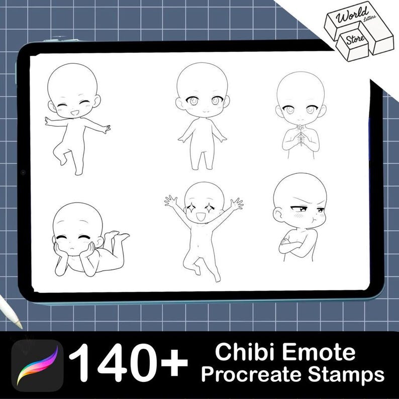 Chibi Emote Stamps for Procreate: Anime Figure Brushes (PDF Download ...