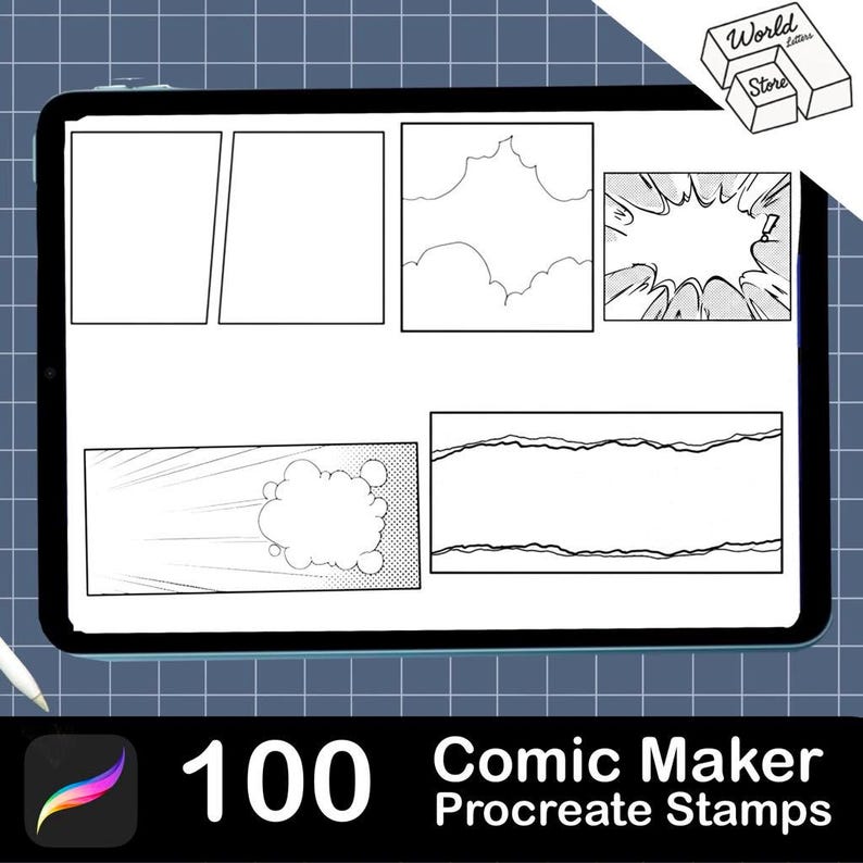Procreate Comic Maker Brushes: Storyboard & Speech Bubble Stamps ...