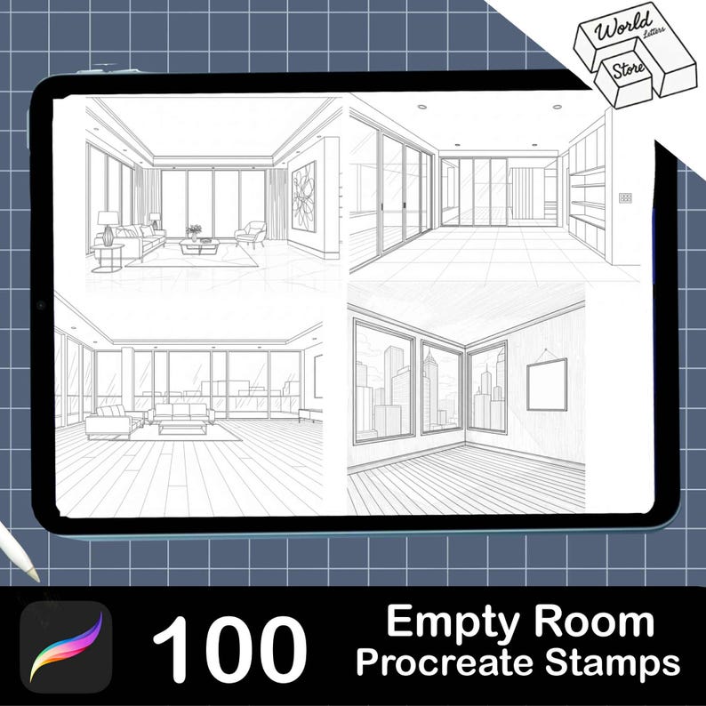Procreate Empty Room Stamps: Architecture Reference (digital Download ...
