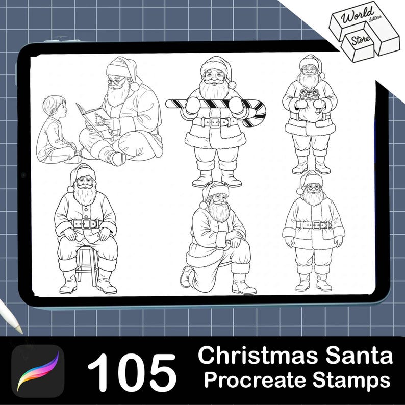 105 Procreate Santa Claus Stamps | Procreate Christmas Stamp Brushes ...