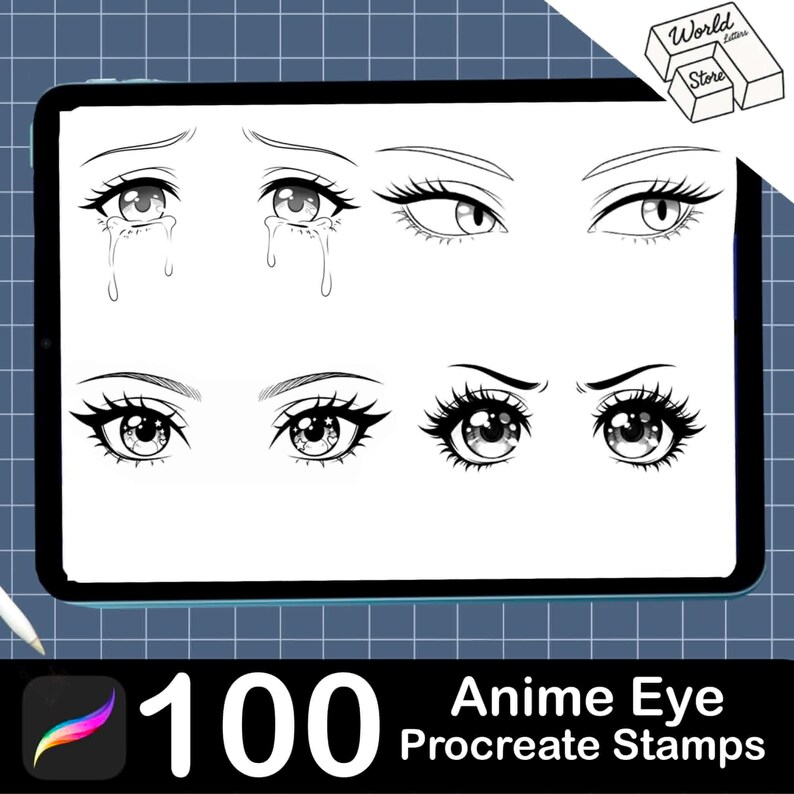 100 Anime Eye Stamps, Procreate Brushes (digital Download) - Etsy Australia