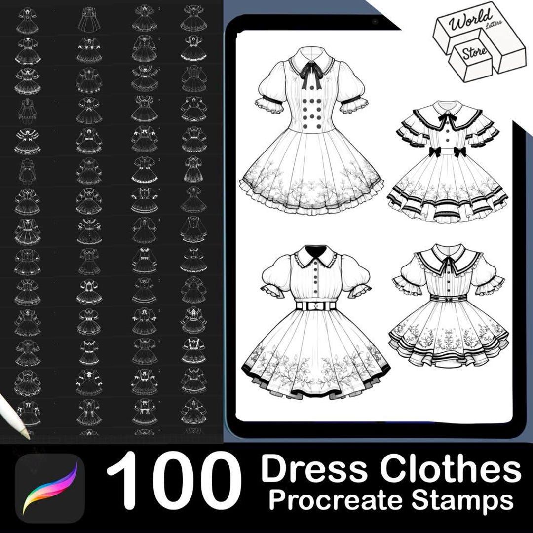 Procreate Dress Stamps Brush Set: Fashion Design (digital Download) - Etsy