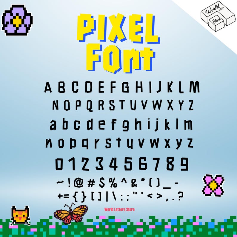 Pixel Font: Gamer Alphabet & Number Cut Files (TTF File) (instant ...