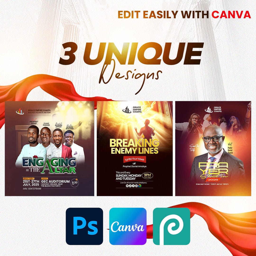 Editable Church Flyer Template | 3 Unique Designs | Editable in Canva ...
