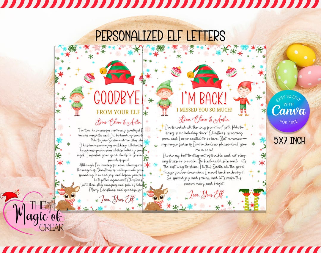 Editable Elf Arrival and Goodbye Letter Template | I’m Back Elf Letter ...