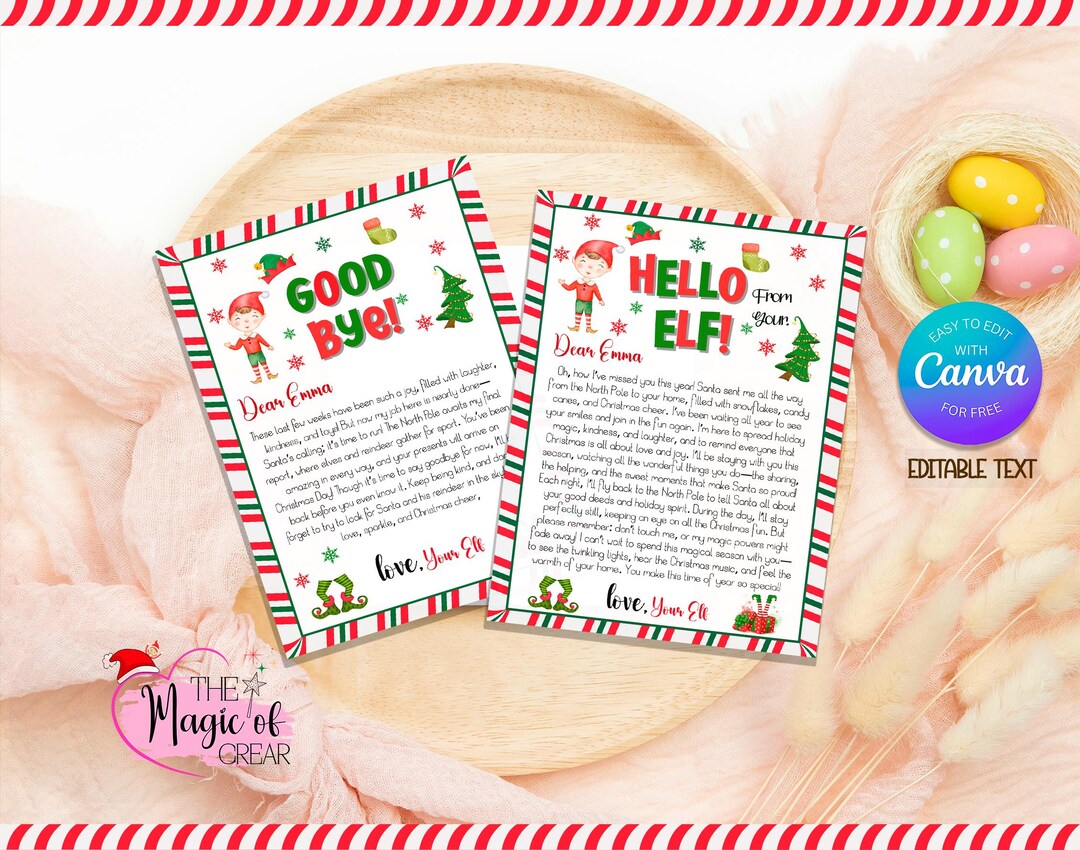 Printable Elf Letters – I’m Back + Goodbye | Editable Canva Template ...