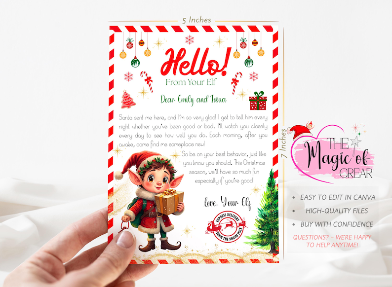 Elf I’m Back & Goodbye Letters – Personalized, Editable in Canva ...