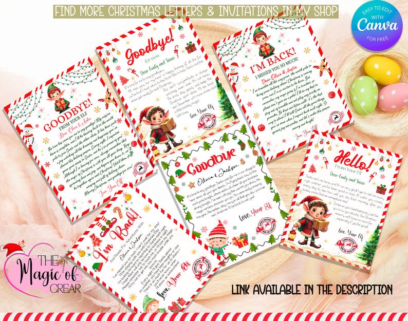 Elf I'm Back & Goodbye Letters | Editable Canva Template | Printable ...