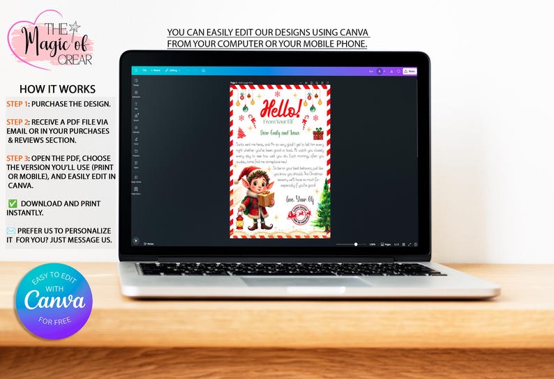Elf I'm Back & Goodbye Letters | Editable Canva Template | Printable ...