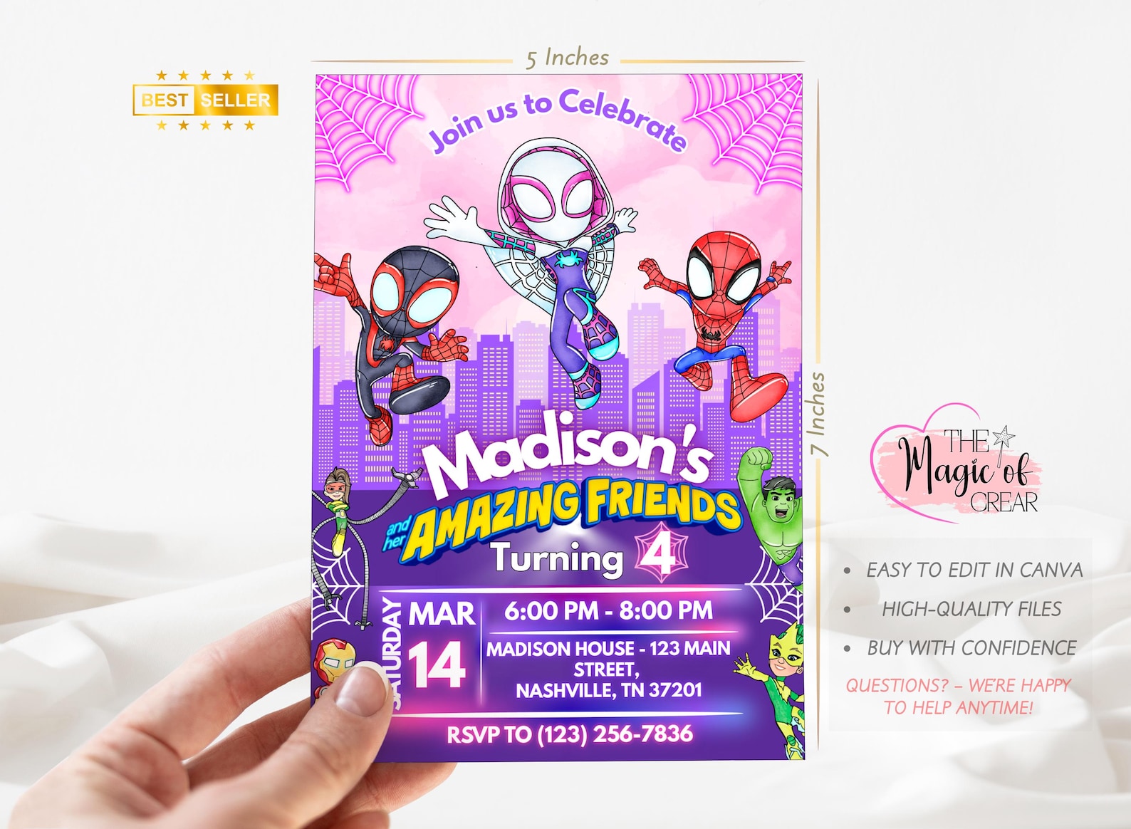 Editable Ghost Spider Birthday Invitation, Spidey Girl Birthday ...