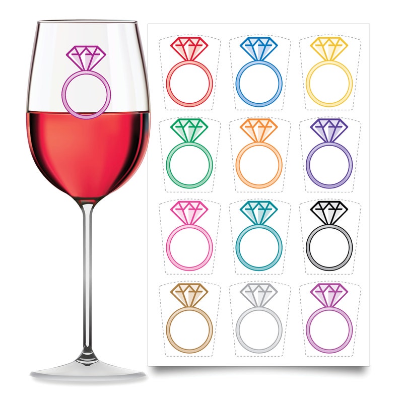 WINE GLASS MARKERS Wedding Ring Wine Glass Decals - Etsy