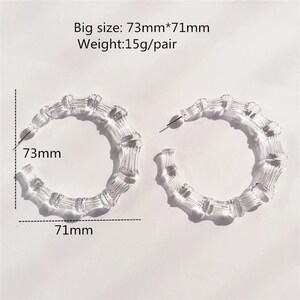 TRANSPARENT RESIN HOOP Earrings Bamboo Style Large & Lightweight ...