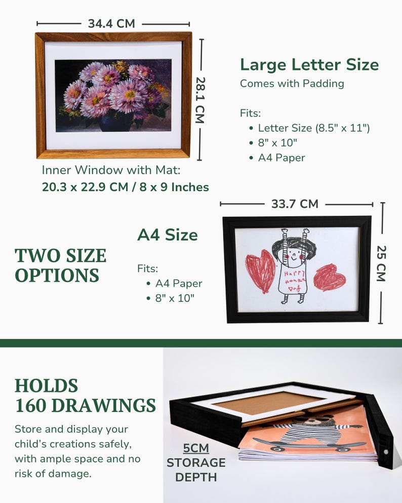 Kids Art Frames: Real Wood Magnetic Memory Box | Five Colors Available ...