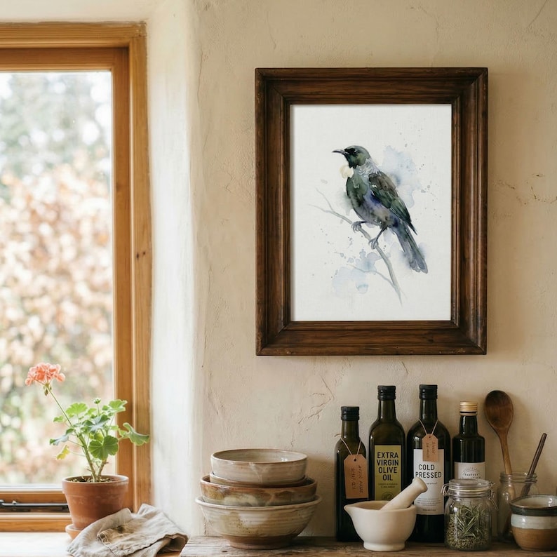 Tui Bird Watercolour Print, New Zealand Native Art, Moody Botanical ...