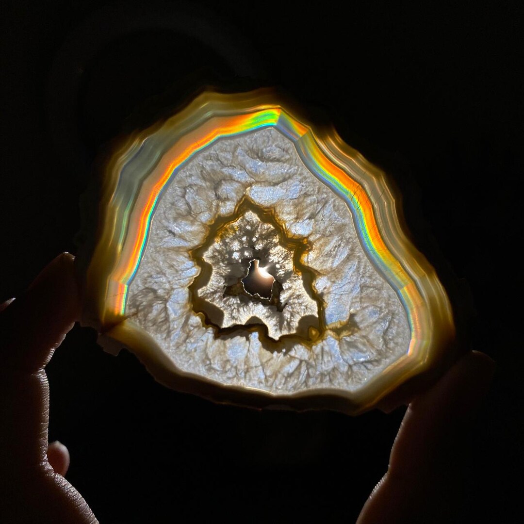Iris Agate Slice – Natural Rainbow Light Effect - Etsy