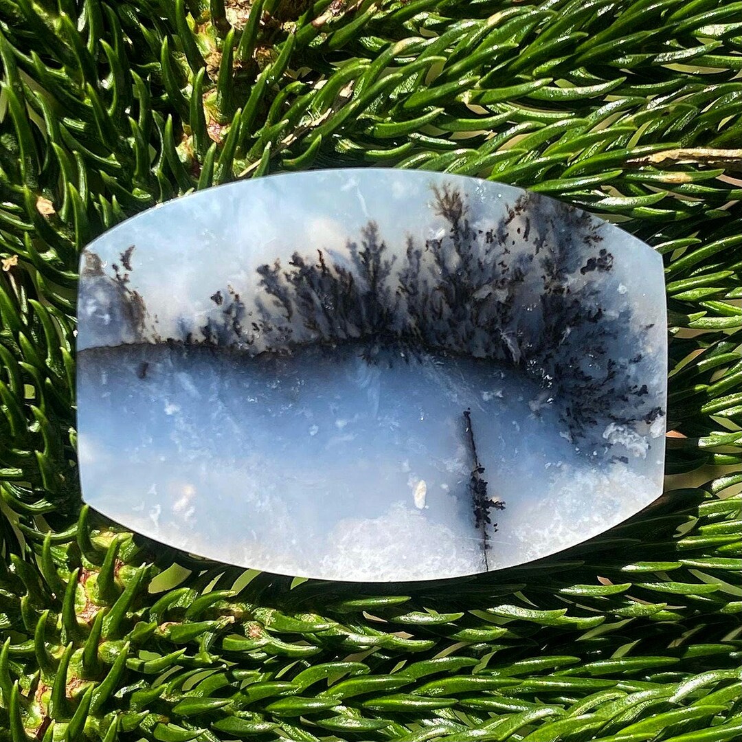 Scenic Dendritic Agate Cabochon: Shazar Gemstone, Landscape Inclusion ...