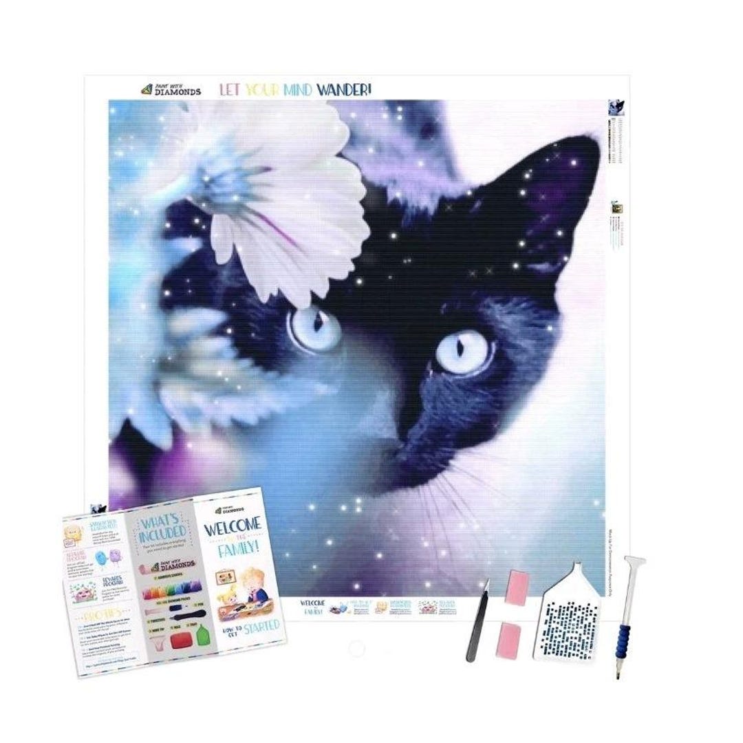 New Violet Kitty Cat Paint W Diamonds Premium DIY Diamond Painting Kit ...