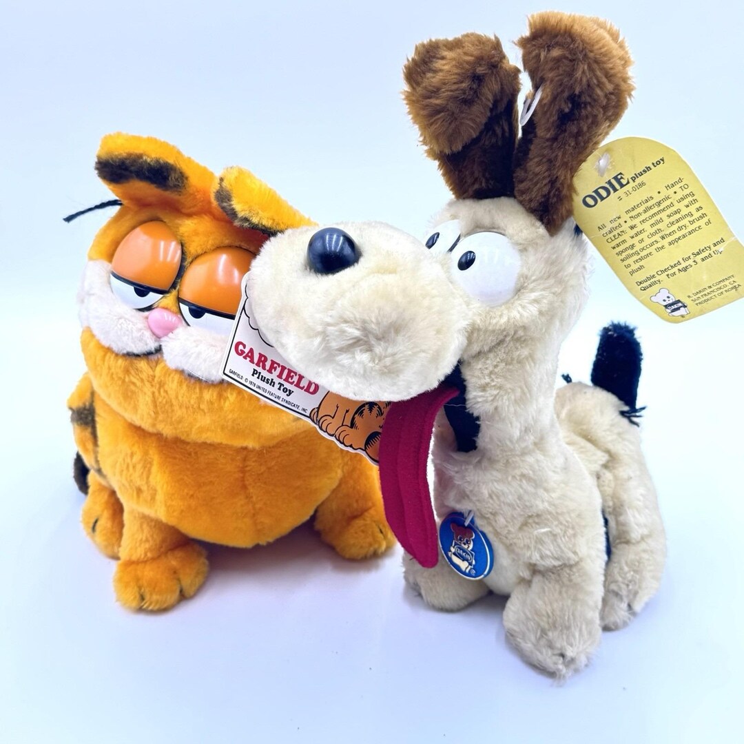 NEW VTG 1981 Garfield and Odie Plush Dakin Stuffed Animal Toys 11" With ...