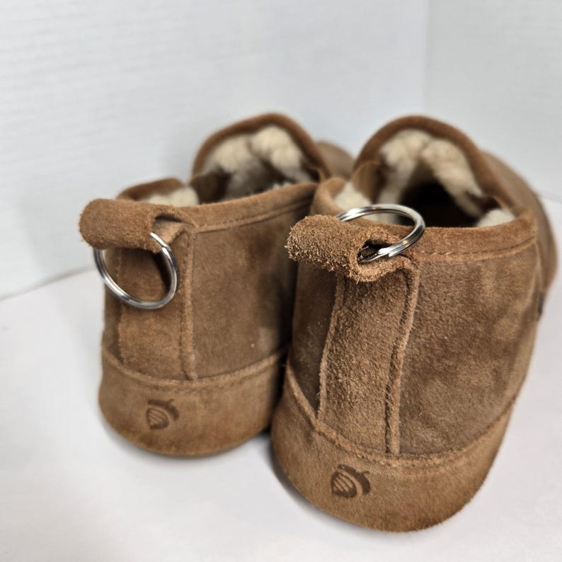 VTG Acorn Slippers Shoes Men's 10 Walnut Shearling Loafer Sheepskin ...
