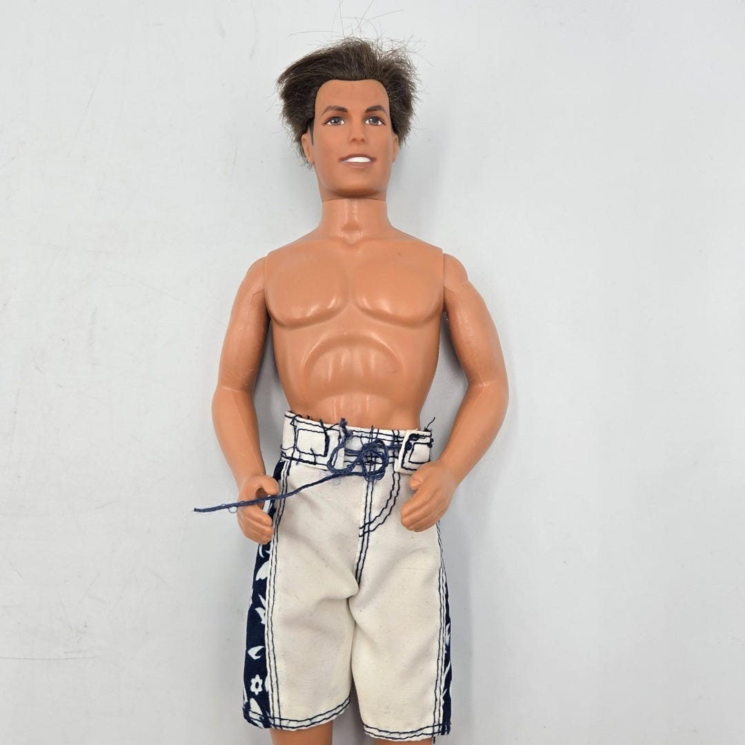 1990 1968 Mattel Barbie Cali Guy Ken Doll Rooted Hair Blue White Board ...