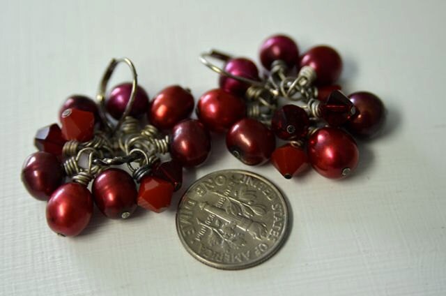 Donker rode parel oorbellen met paarse en zwarte kersen - Etsy Nederland