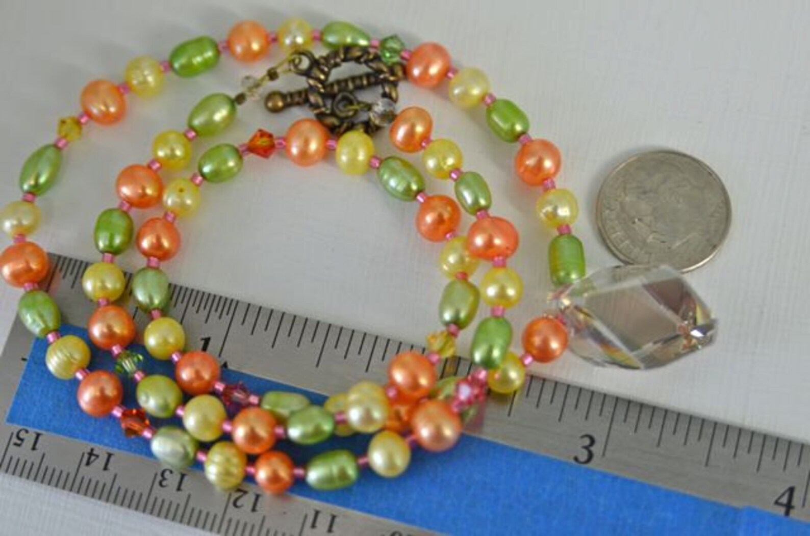 Tropical Pearl and Crystal Necklace With Banana, Mango, Lime and ...