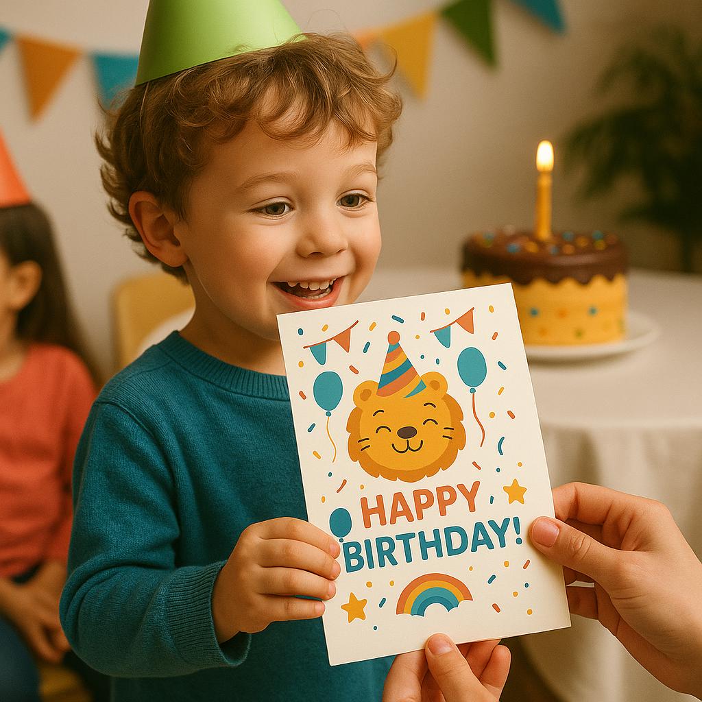 Kids Birthday Card Printable | Cute Lion Theme | A5 Foldable - Etsy
