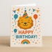 Kids Birthday Card Printable | Cute Lion Theme | A5 Foldable - Etsy