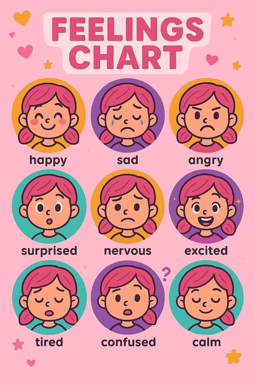 Feelings Chart for Kids | Emotions Poster for Preschool, Classroom ...