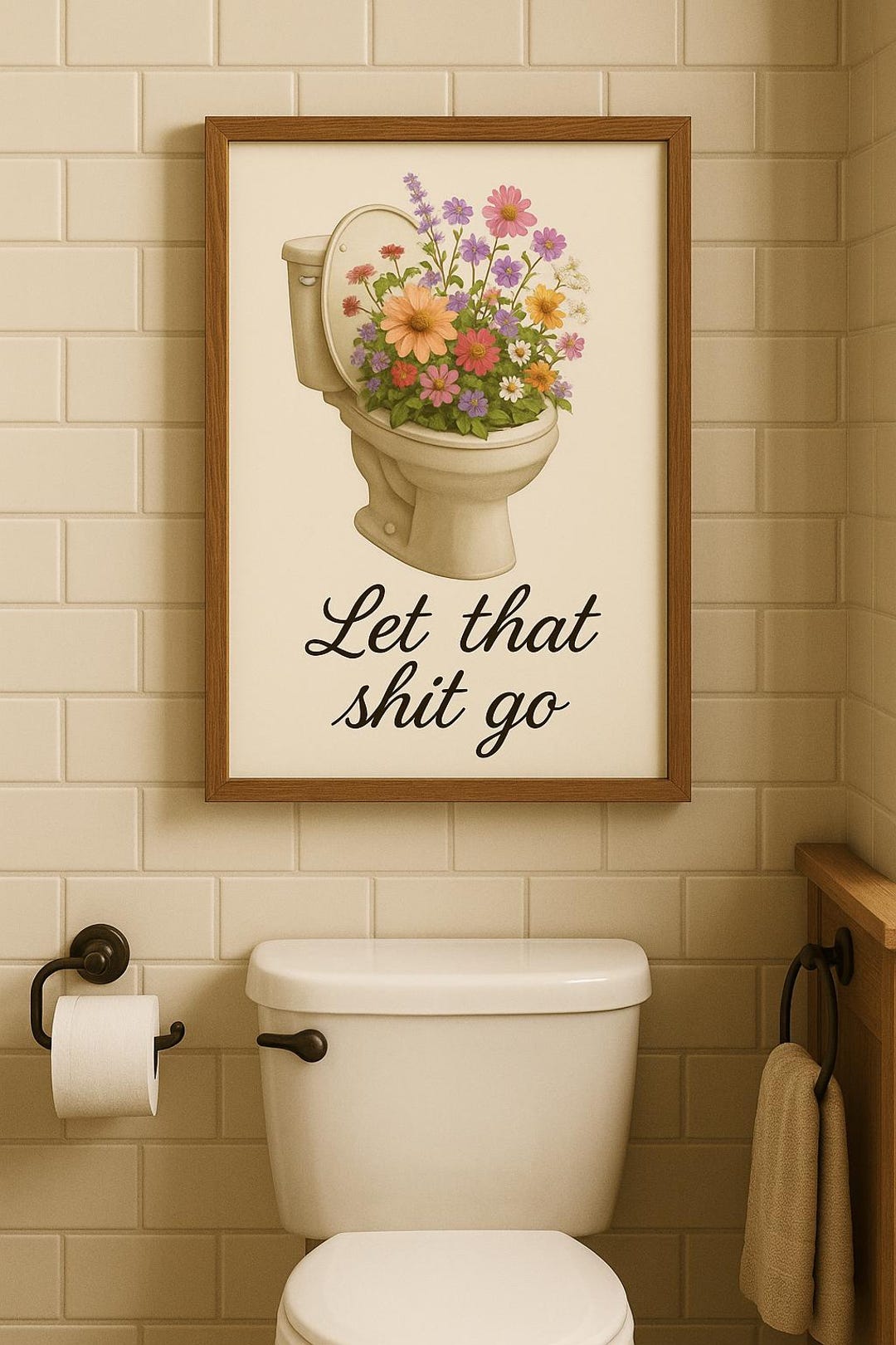 Let That Shit Go Printable Wall Art | Funny Bathroom Decor | Toilet ...