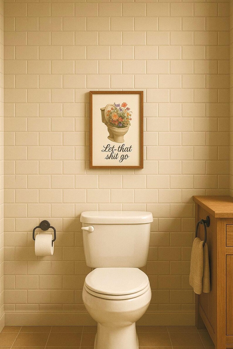Let That Shit Go Printable Wall Art | Funny Bathroom Decor | Toilet ...