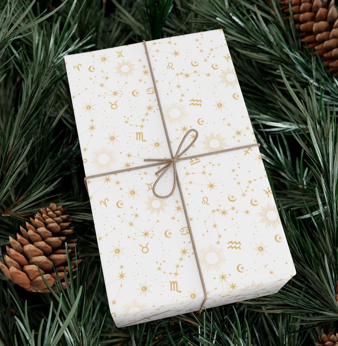Astrology Wrapping Paper Zodiac Signs & Stars Design Cosmic Gift Wrap ...