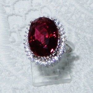 7ct Red Sapphire Ring Adjustable Genuine Gemstone Sterling Silver ...