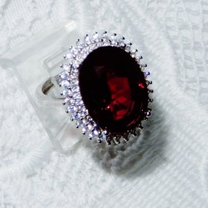7ct Red Sapphire Ring Adjustable Genuine Gemstone Sterling Silver ...