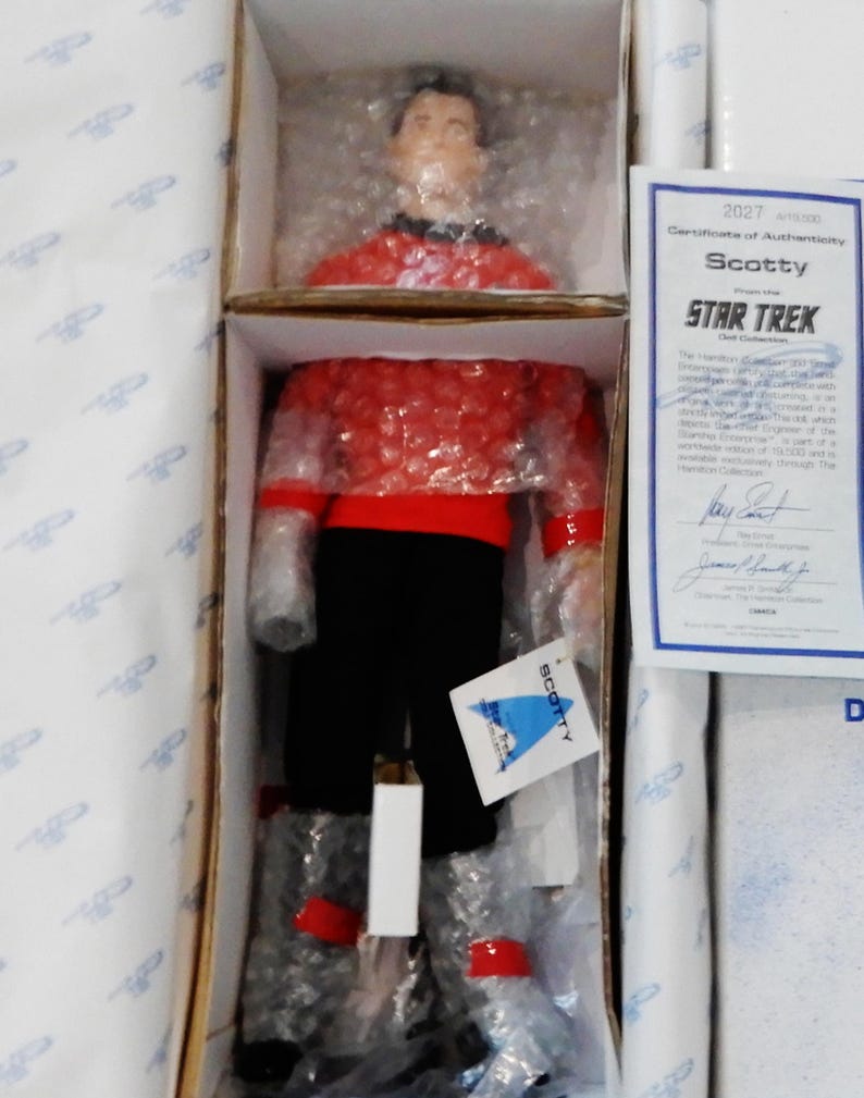 Vintage Star Trek Scotty Porcelain Doll: RARE Hamilton Ernest LTD, COA ...