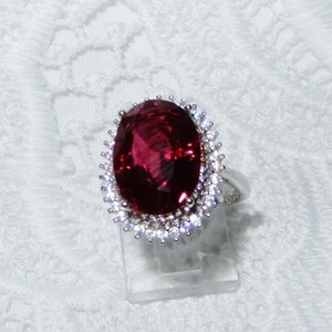 7ct Red Sapphire Ring Adjustable Genuine Gemstone Sterling Silver ...